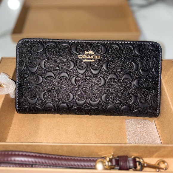 Coach | Bags | Coach Wallet Long Zip Around In Signature Leather | Poshmark